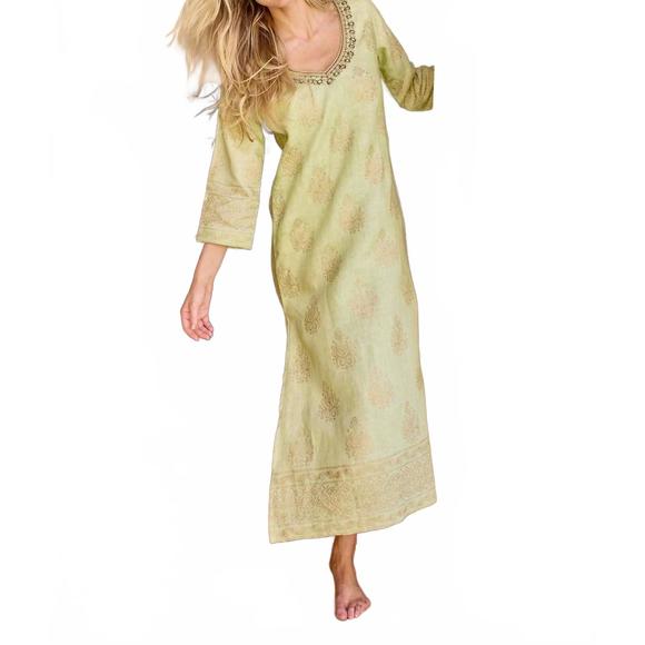 bella tu | Dresses | New Bella Tu Rani Long Caftan Dress In Green ...